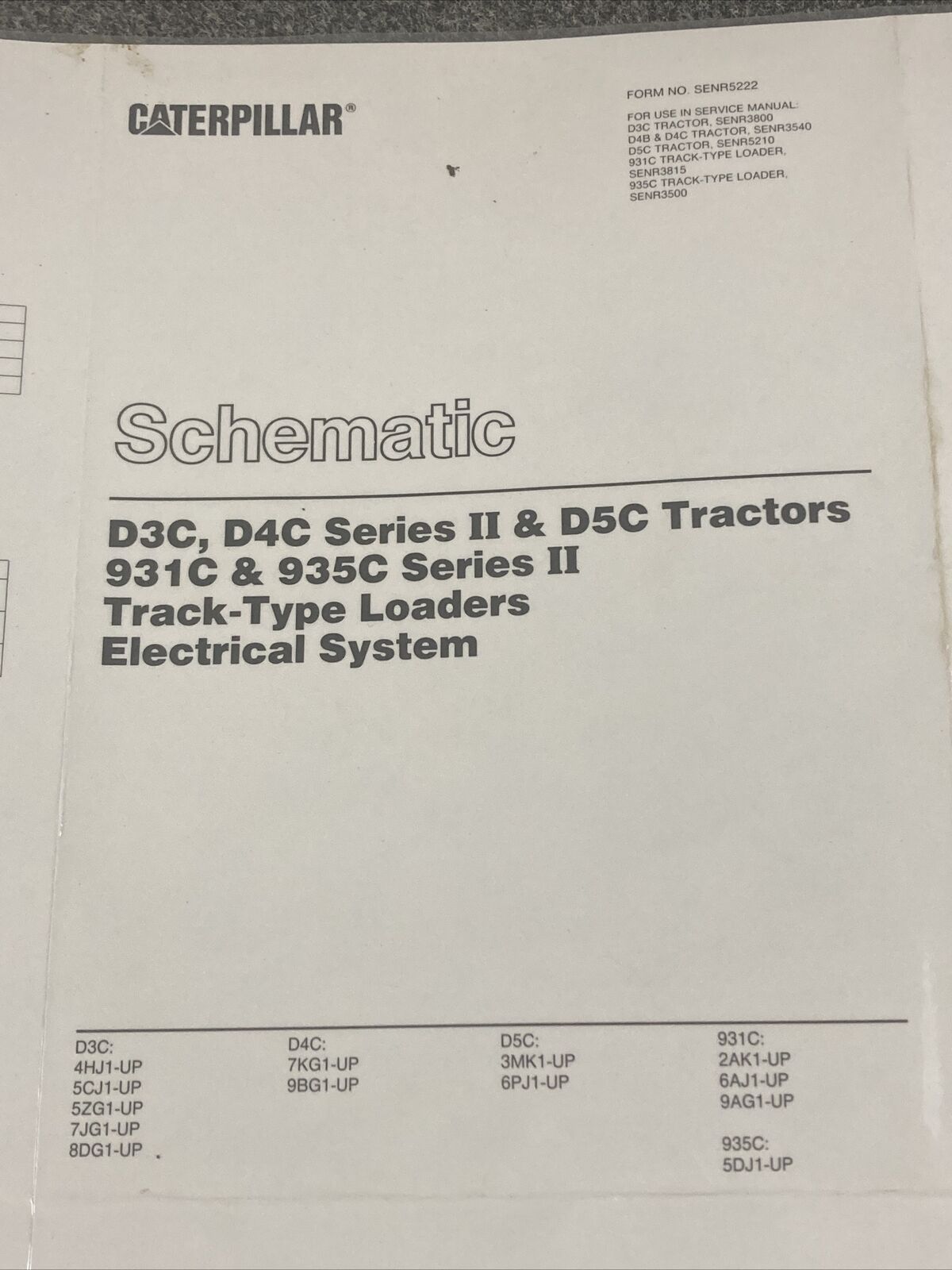 New Caterpillar Senr5222 Schematic D3c D4c Seriesii D5c 931c 935c Trac