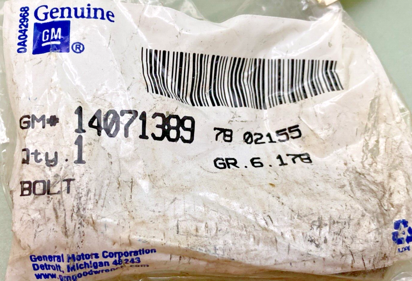 NEW GENUINE GM 14071389 BOLT, STEERING KNUCKLE UPPER CONTROL ARM ...