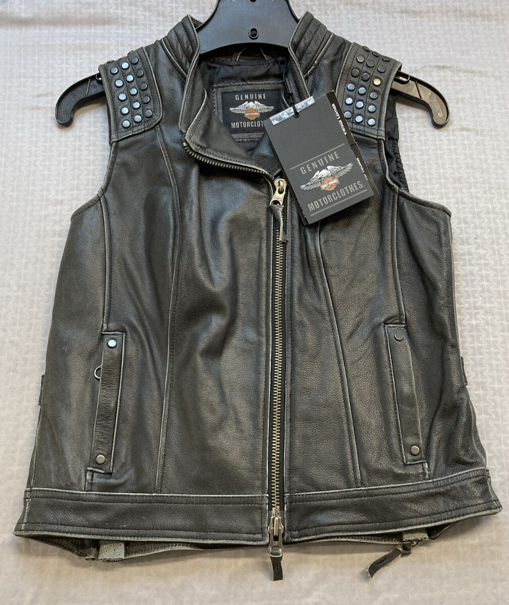 NEW GENUINE HARLEY DAVIDSON 97005-22VW SMALL Electra Studded Leather V ...