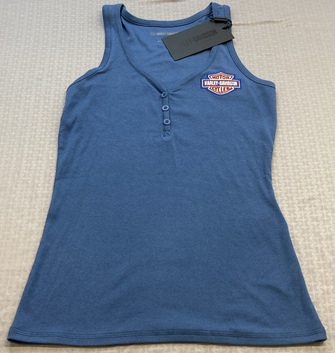 NEW GENUINE HARLEY DAVIDSON 96655-22VW SMALL TANK KNIT BLUE United Hen ...