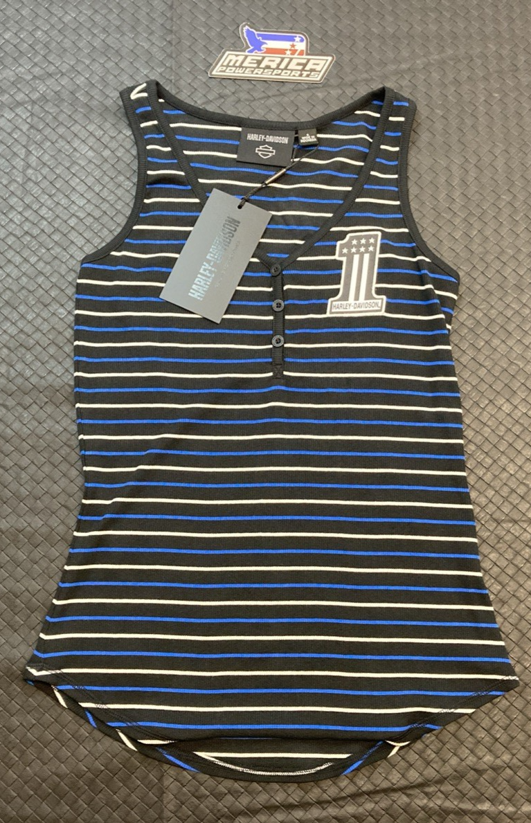 NEW GENUINE HARLEY DAVIDSON 96492-24VW WOMAN'S MD #1 Racing Striped Ta ...